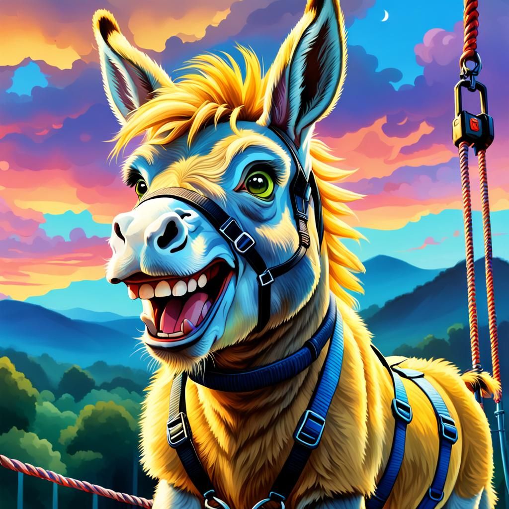 Quinn just noticed 👁️ the adorable yellow donkey with very kinky grin ...