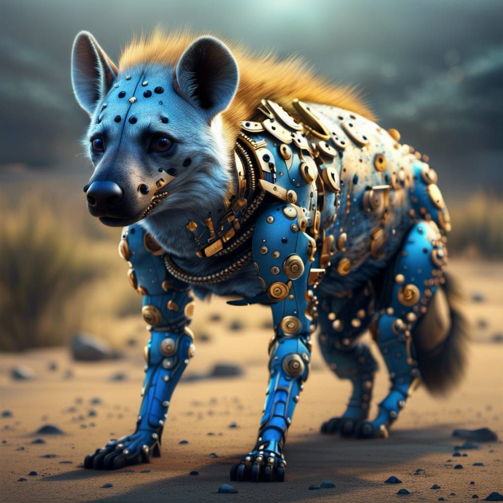 Robotic Spotted Hyena - AI Generated Artwork - NightCafe Creator