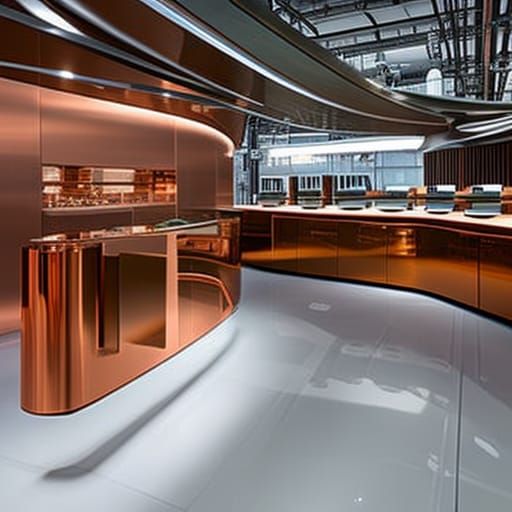 A copper-themed science lab with futuristic copper technology. - AI ...
