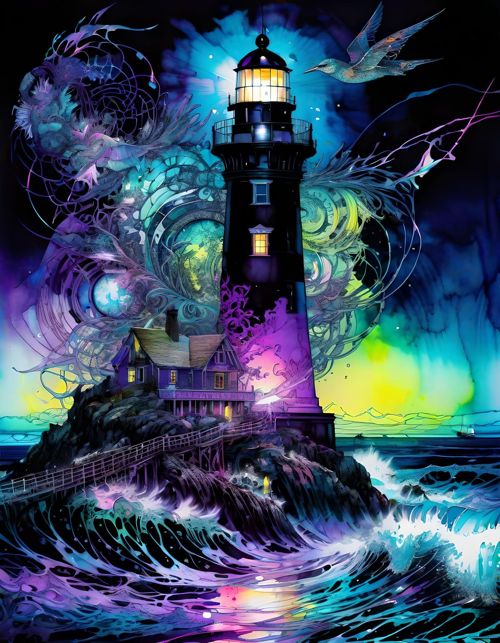 Black Lighthouse - AI Generated Artwork - NightCafe Creator