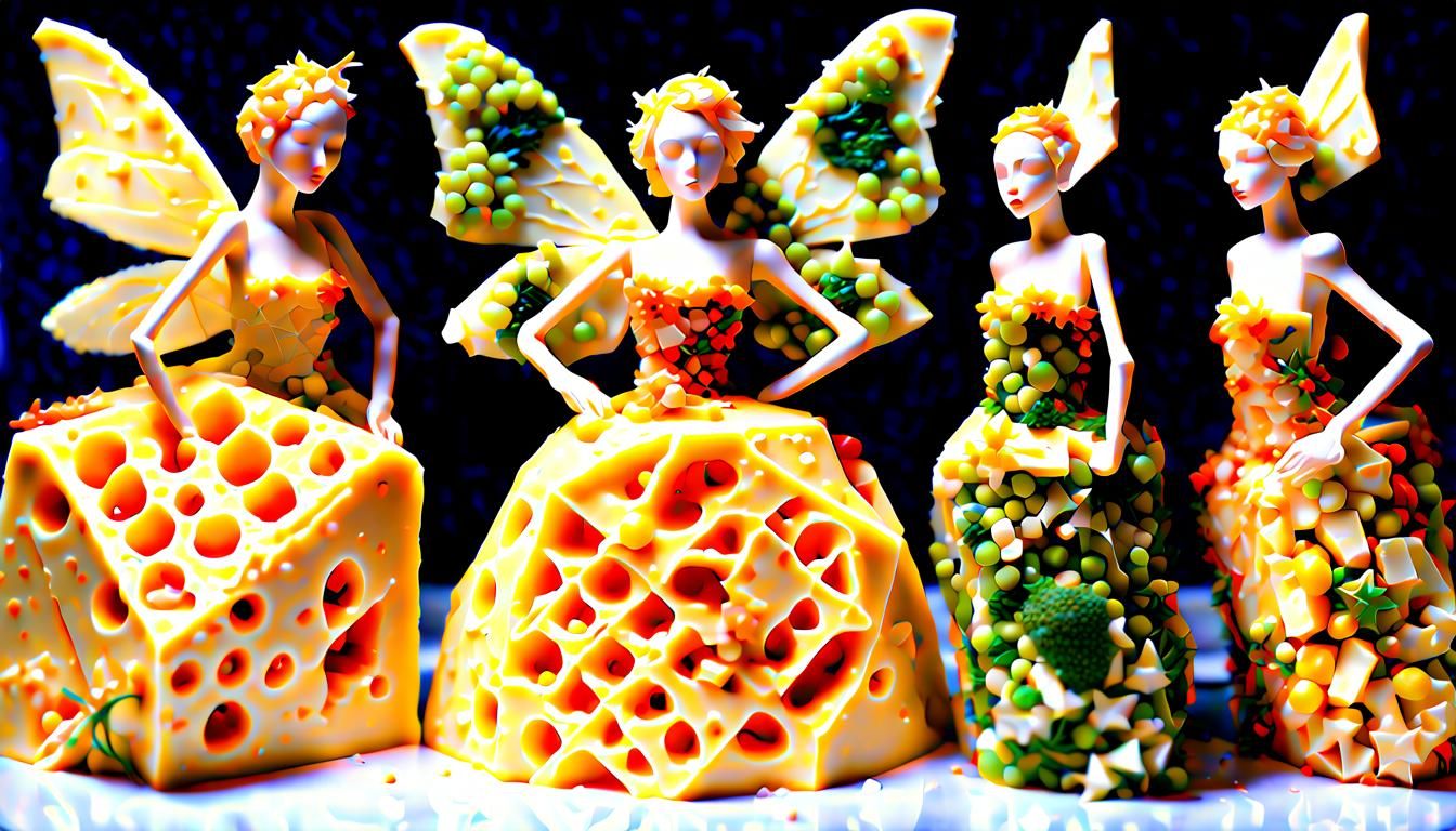 polygon models made with cheese and pickles , food art , beautiful ...