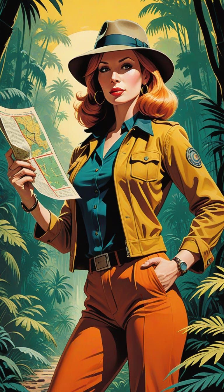 Vintage Jungle Adventurer in Classic Men's Magazin... - AI Art