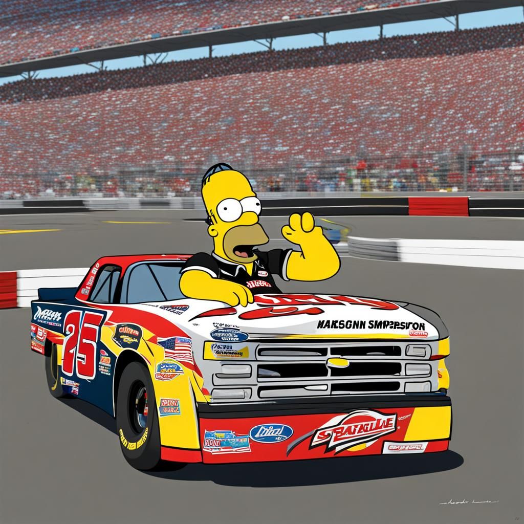 Homer Simpson as a Nascar driver - AI Generated Artwork - NightCafe Creator