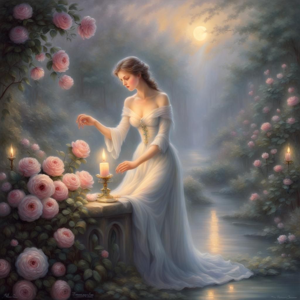 She stood there in the candlelight was ever a rose in bloom so rare ...
