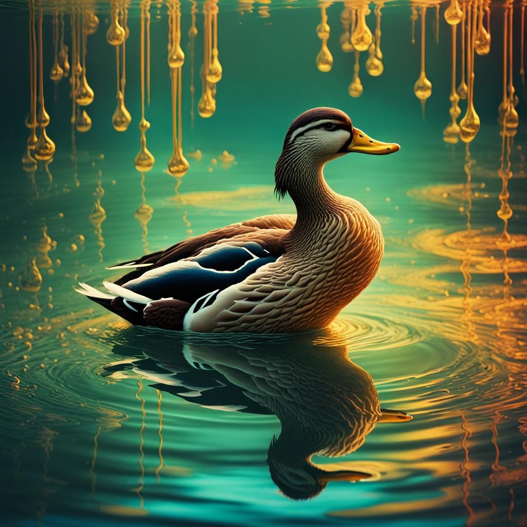 ducks half submerged in water only the tail emerges ,Epic cinematic ...