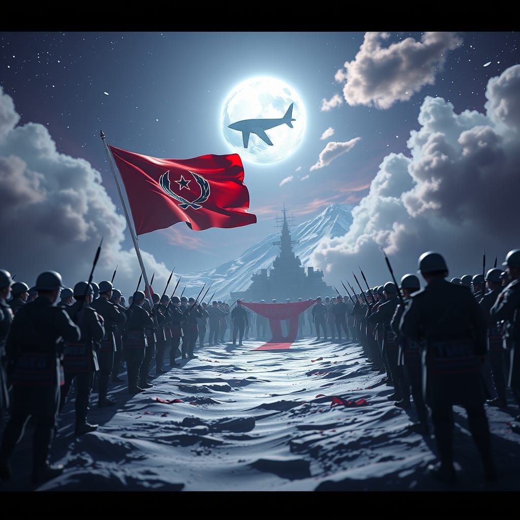UIR new flag. - Soviet-Inspired 3D Anime Concept Art Flag