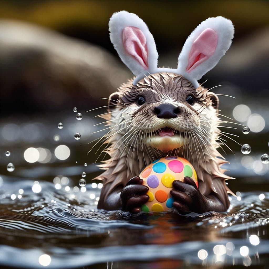 Happy Easter from Norman the baby otter - AI Generated Artwork - NightCafe Creator