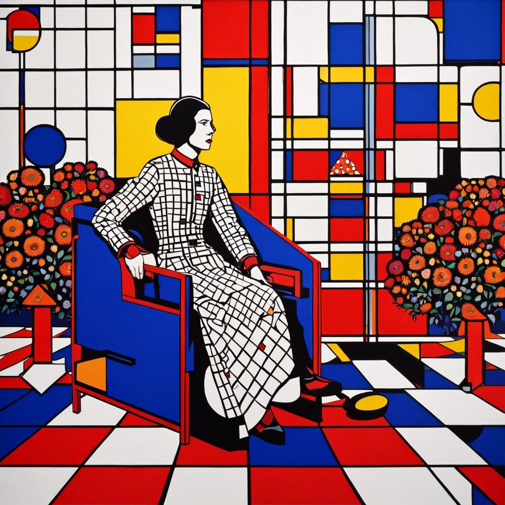 Art by Piet Mondrian - Mondrian-Inspired Masterpiece of a Wo...