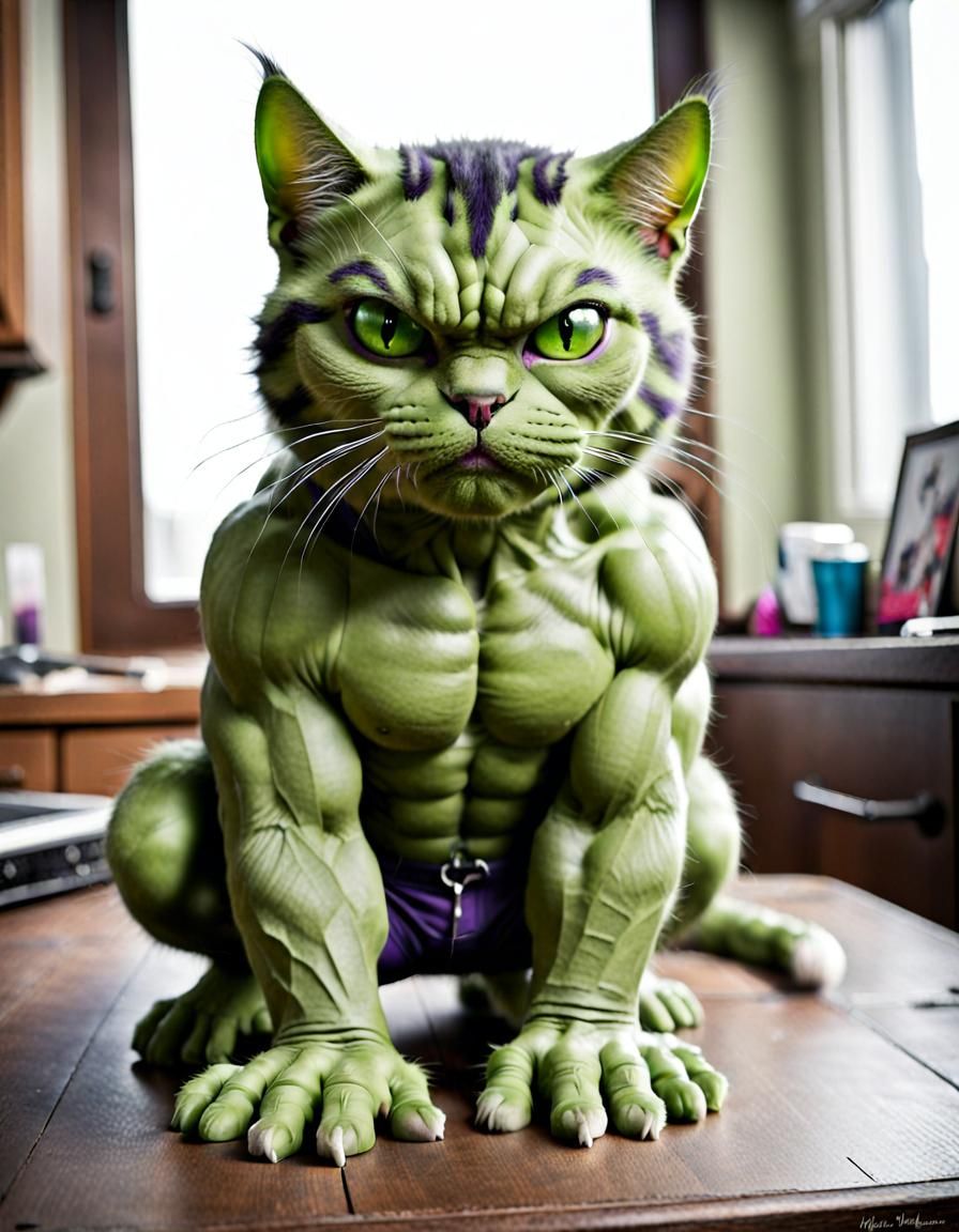 The Incredible Cat Hulk - AI Generated Artwork - NightCafe Creator