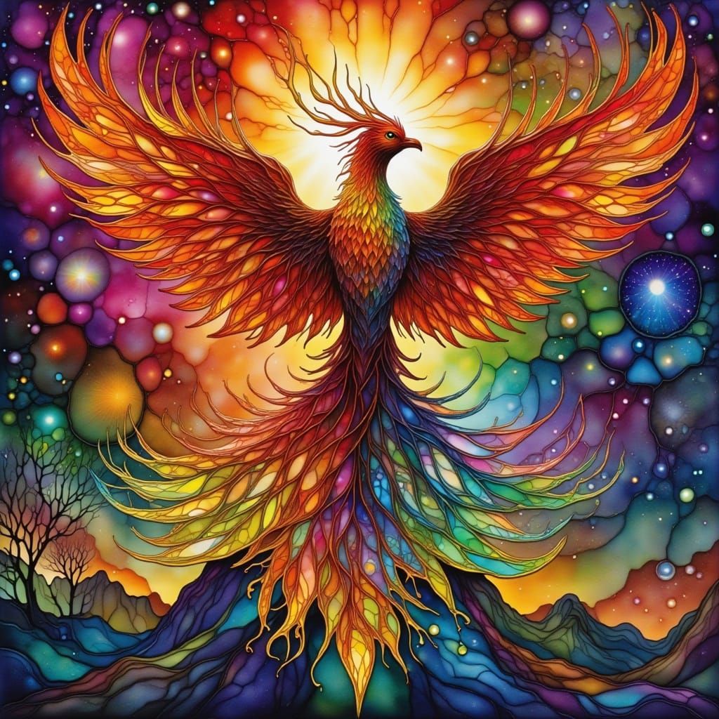 Phoenix rising - Phoenix Emerges from Ashen Wasteland in Vib...