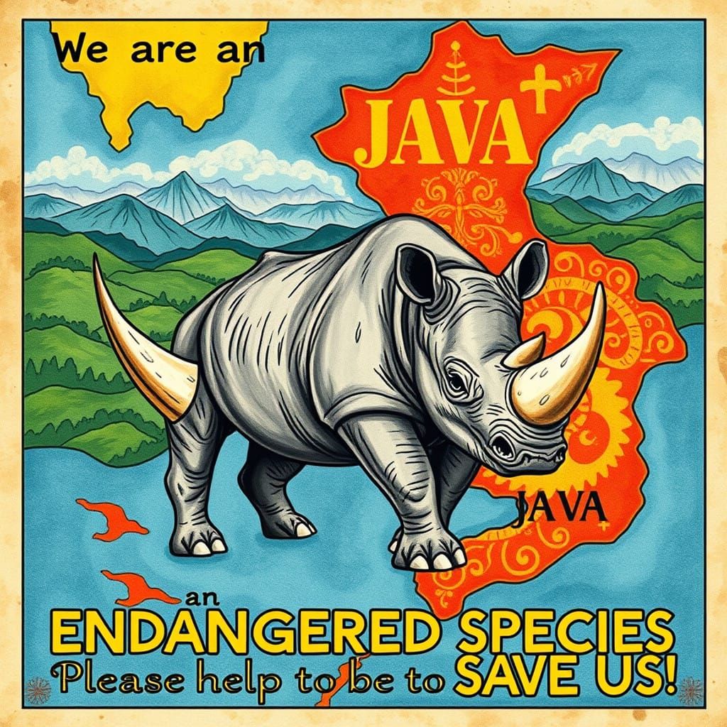 Javan Rhinos map of java "We are an ENDANGERED SPECIES, Please help to ...