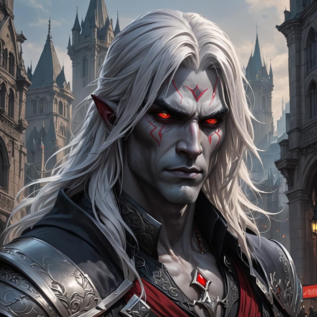 Portrait of a red eye drow - AI Generated Artwork - NightCafe Creator