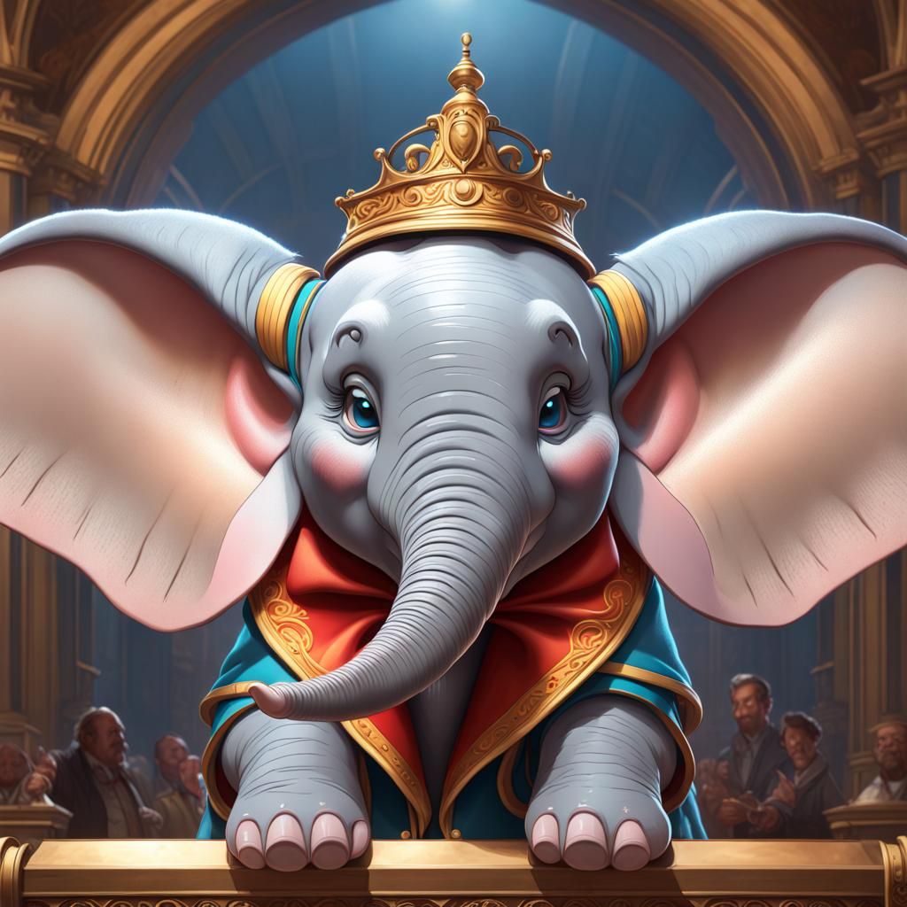 detailed Dumbo, Disney, elephant, head and shoulders portrait, 8k ...