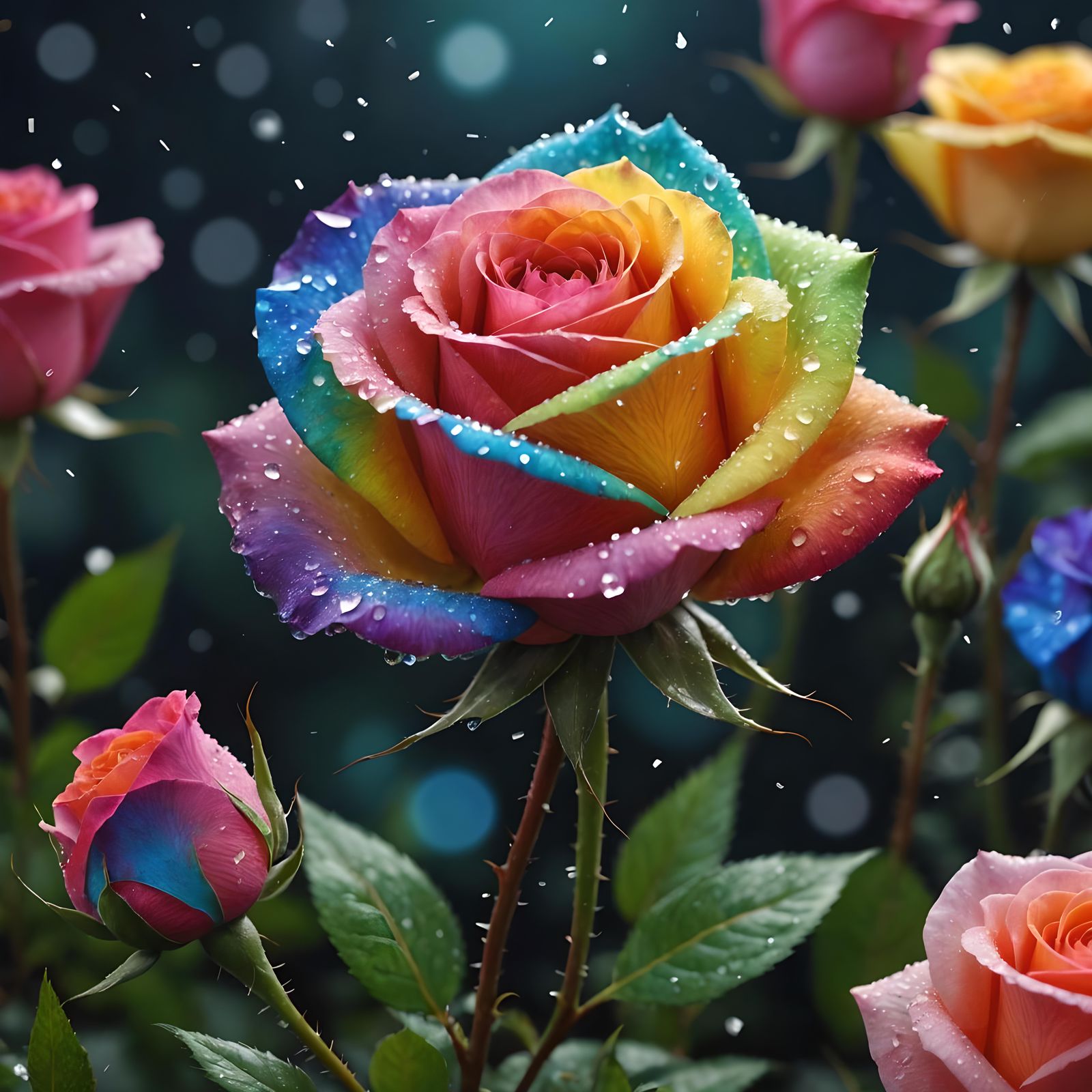 Multi-colored Rose - AI Generated Artwork - NightCafe Creator