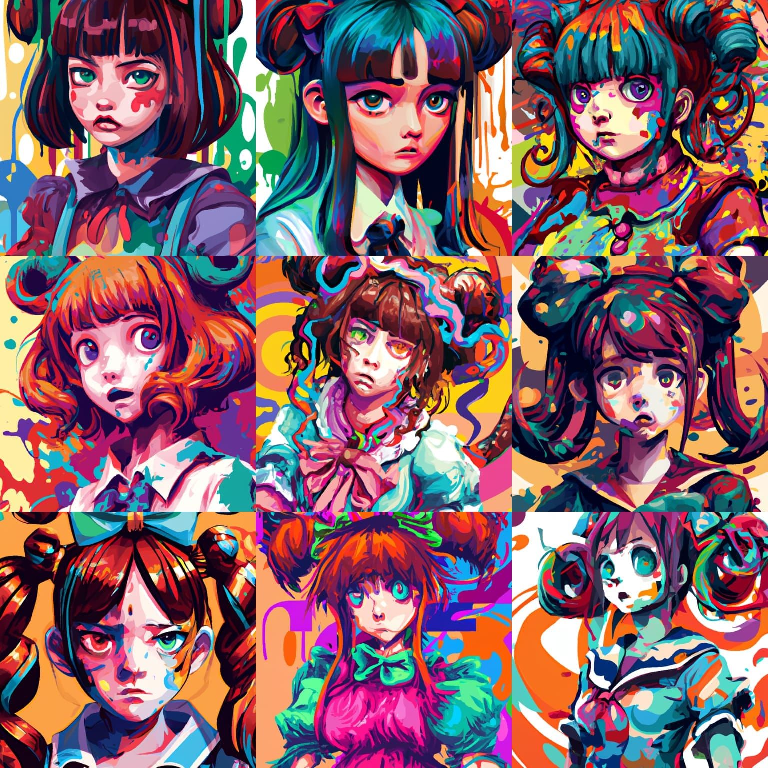 Psychedelic Melting Anime Girl at art gallery melted manga cover art ...
