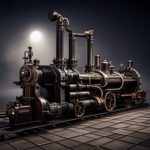 Victorian steampunk engine - AI Generated Artwork - NightCafe Creator