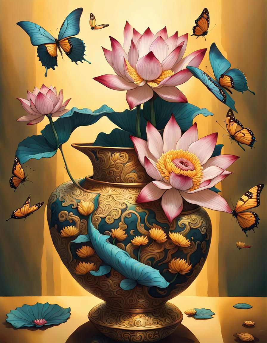 Lotus of butterflys - AI Generated Artwork - NightCafe Creator