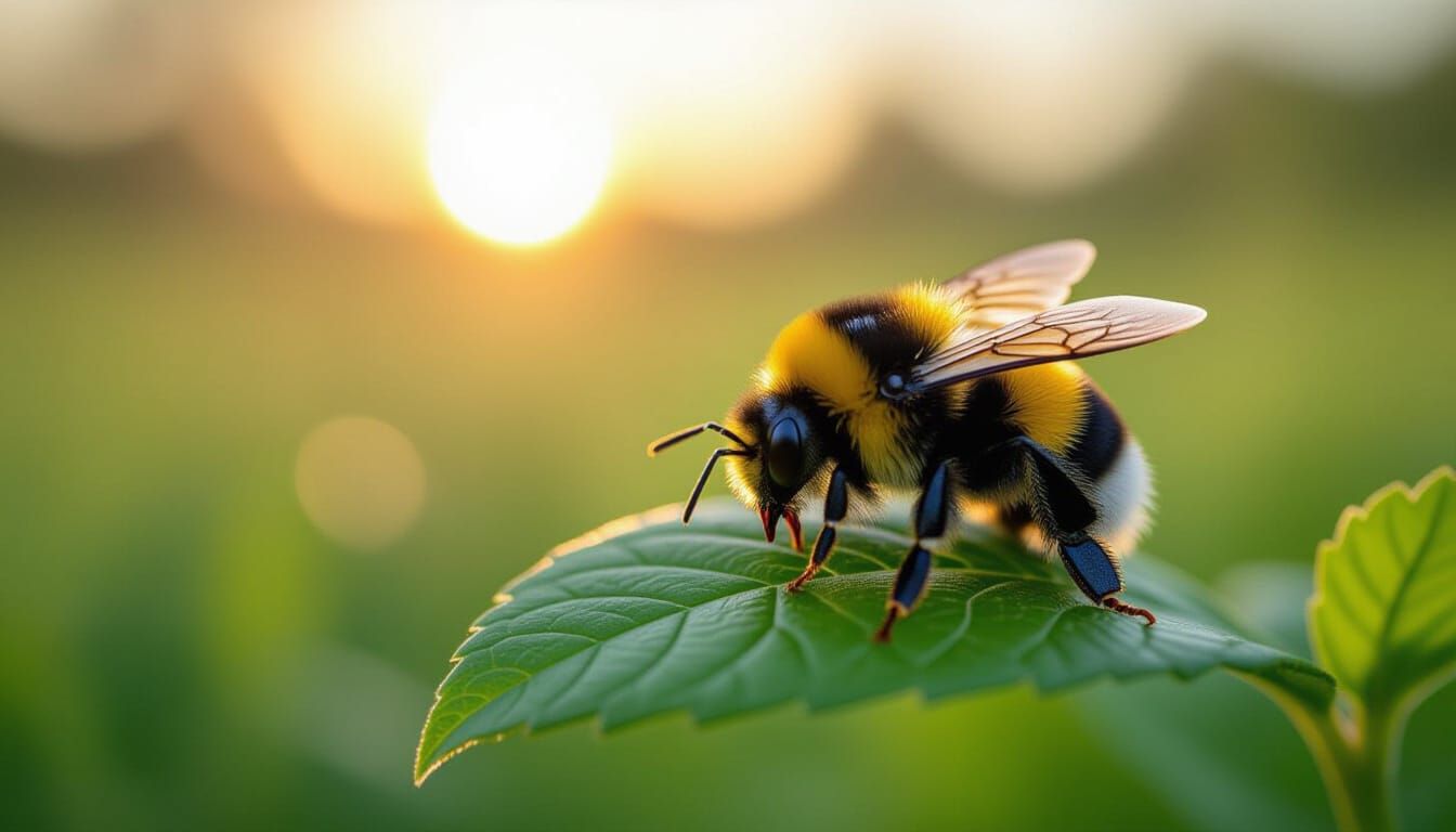 Sleepy Bumblebee - Sleepy Bumblebee in Sunny Forest Scene
