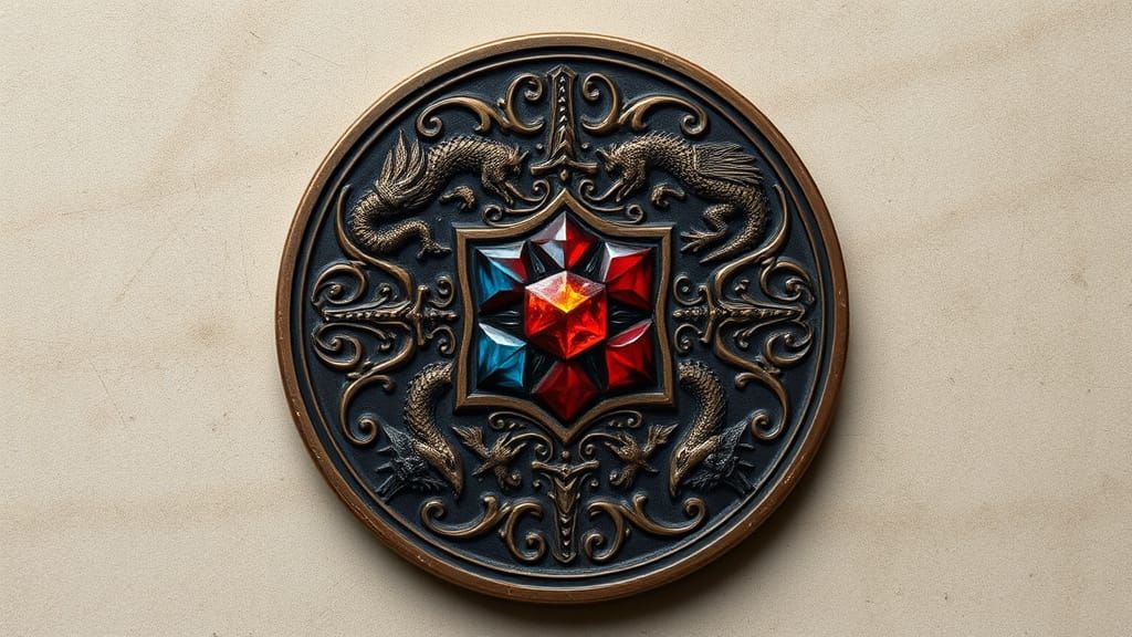 Forged Bronze Coin in Legendary Fantasy Style with... - AI Art