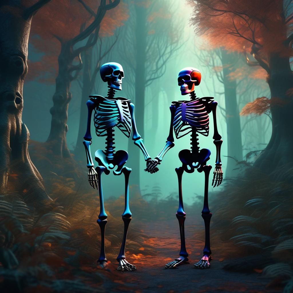 Skeleton Couple - AI Generated Artwork - NightCafe Creator