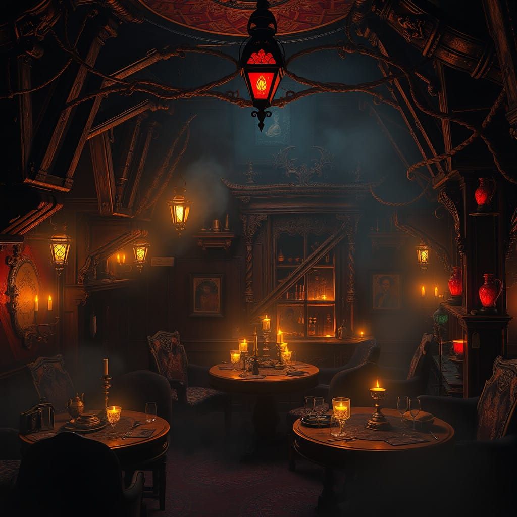 Mysterious Tavern for Nefarious Characters - AI Art