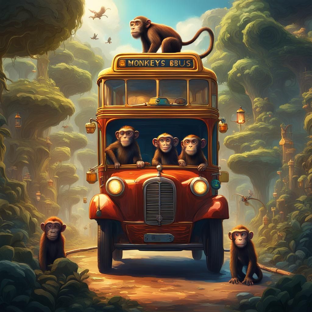 Monkeys Bus - AI Generated Artwork - NightCafe Creator