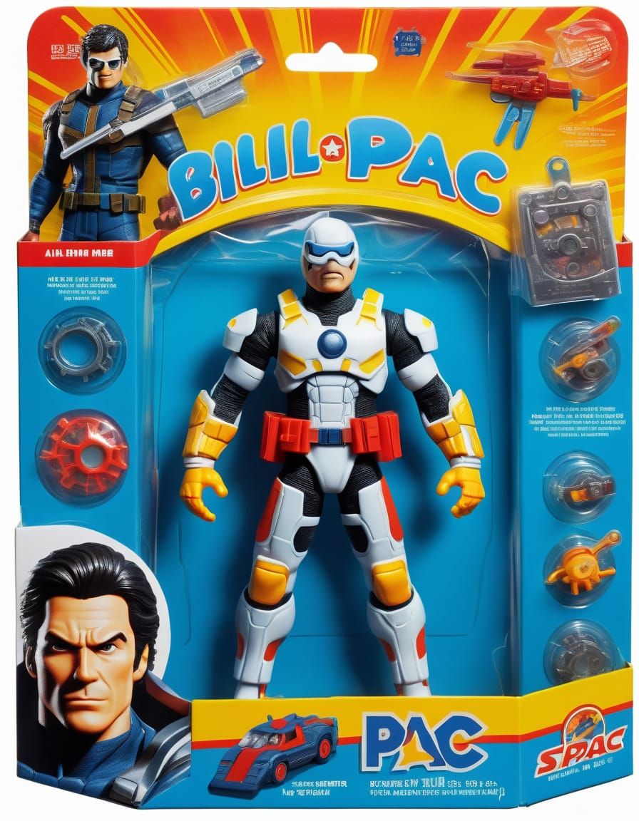 Toy Action Hero in Blister Pac Box - AI Art