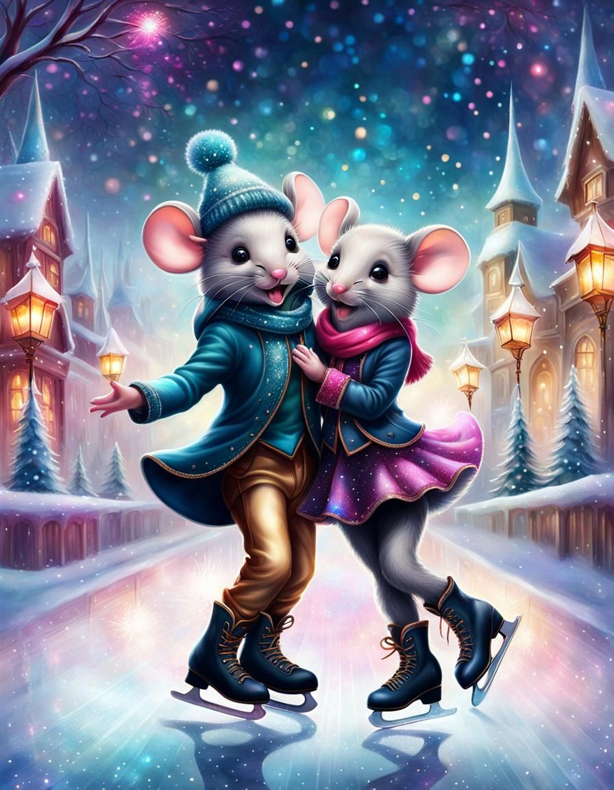 Mouse couple ice skating - AI Generated Artwork - NightCafe Creator