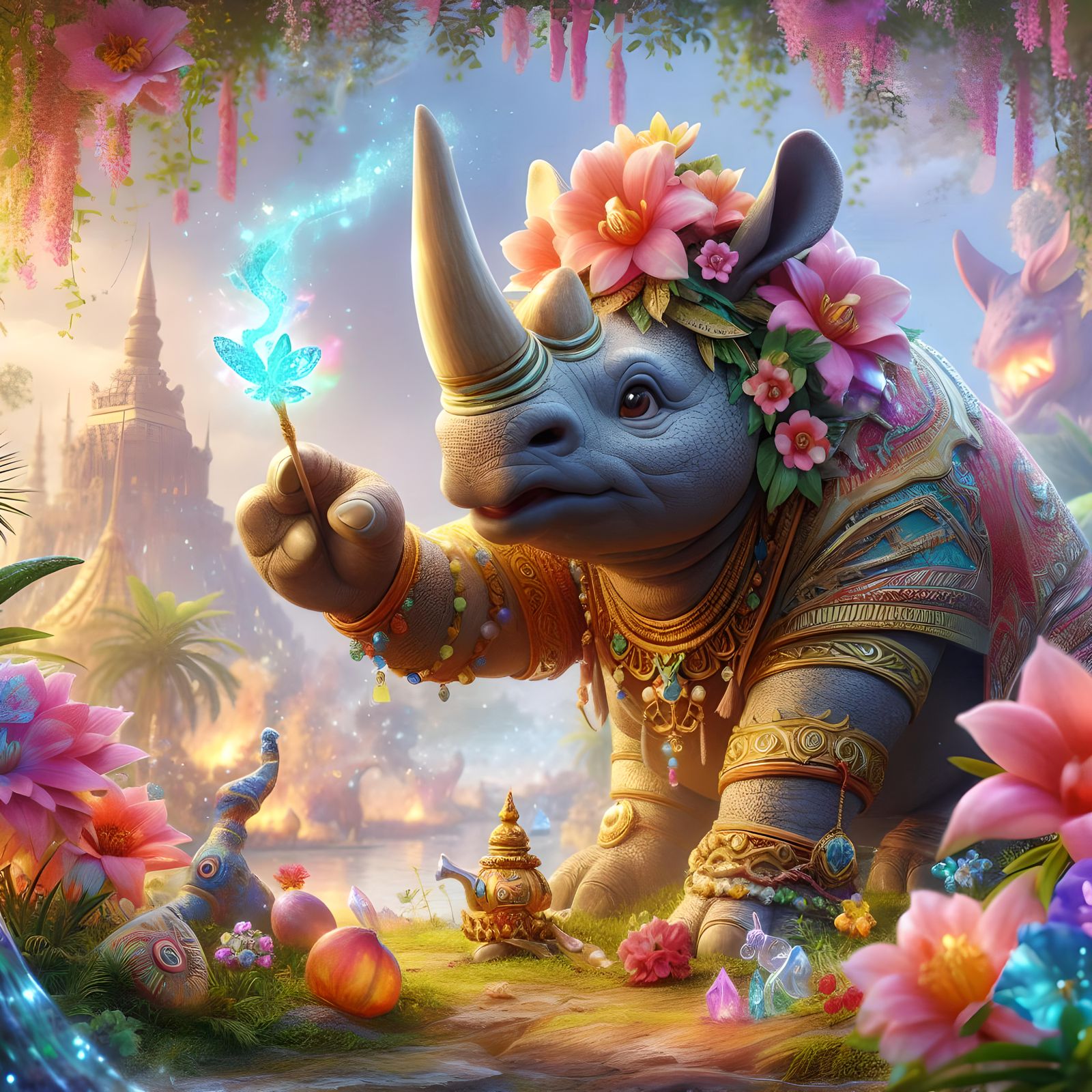 Maharishi Rhinoceros Yogini - AI Generated Artwork - NightCafe Creator