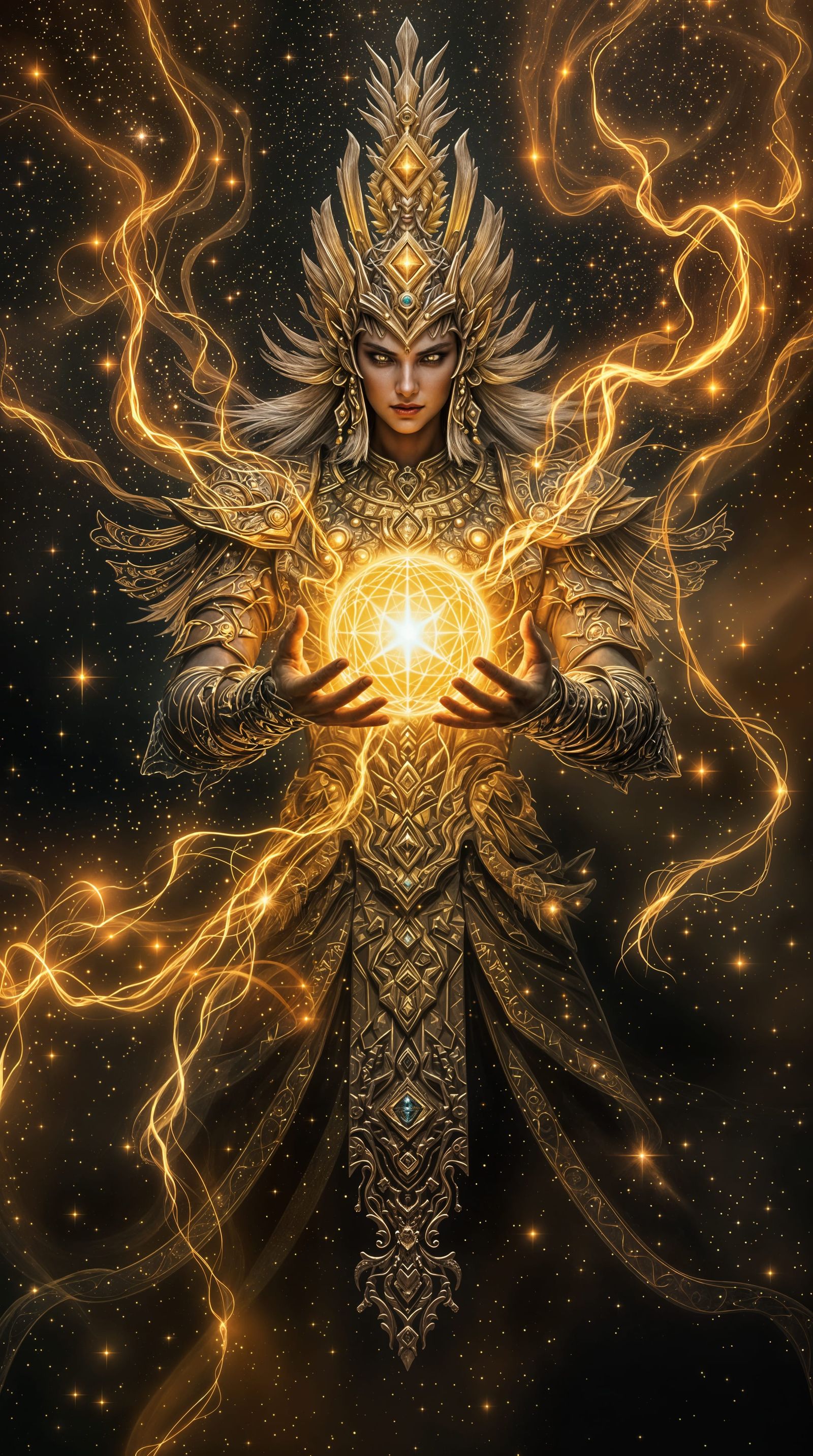 Celestial Orb Bearer - Divine Warrior of Cosmic Proportions