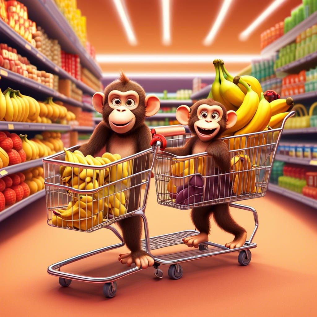 monkey family doing shopping-2 - AI Generated Artwork - NightCafe Creator