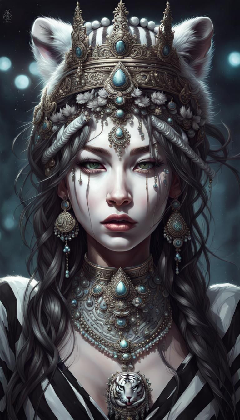 Insanely detailed photograph of An elaborate beautiful white tiger ...