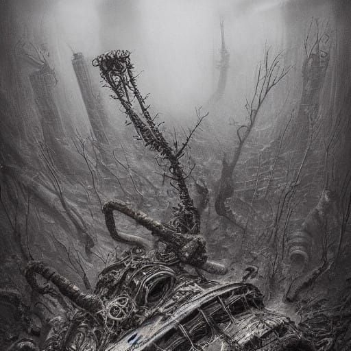 Biomechanical Horror Emerges from Dark Industrial ... - AI Art