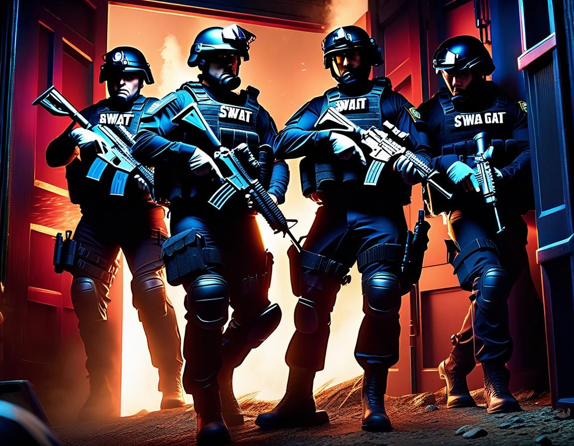 SWAT officers in full gear (SET B2) - AI Generated Artwork - NightCafe Creator