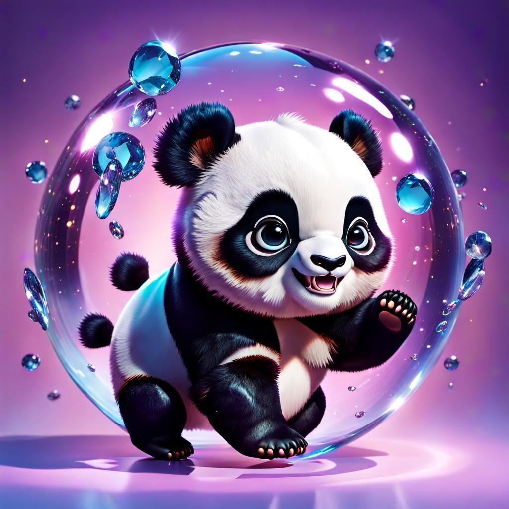 'Bubble Panda' ~ OG by me - AI Generated Artwork - NightCafe Creator