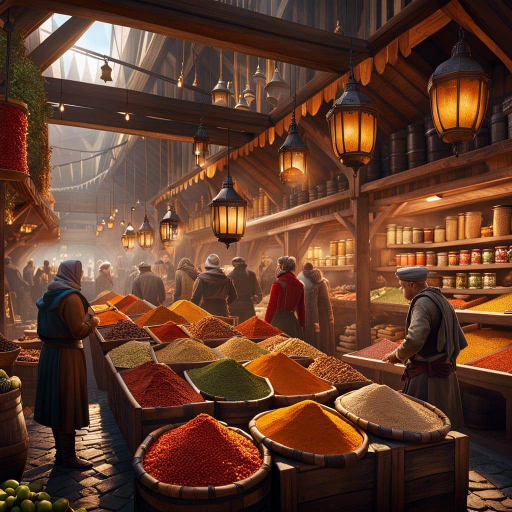 Mediaeval spices market - AI Generated Artwork - NightCafe Creator