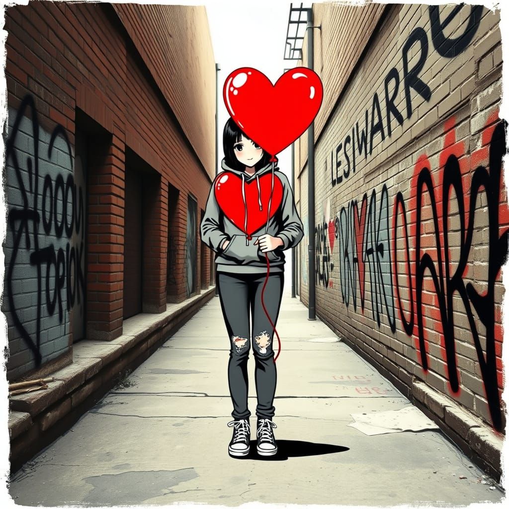 Rebellious Heart in Urban Decay - AI Art