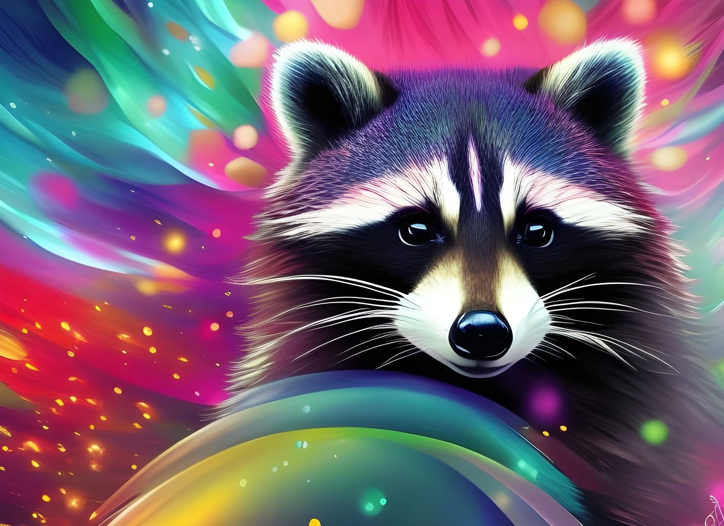 Rainbow Raccoon 2 - AI Generated Artwork - NightCafe Creator