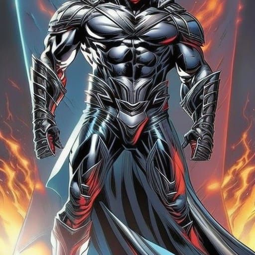 looks like Joe Manganiello, buff, superhero, silver armor, modern, high ...