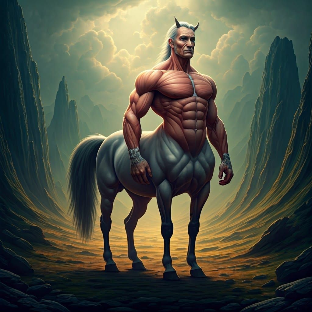 Centaur - Equestrian Humanoid Savage in Dreamlike Landscape