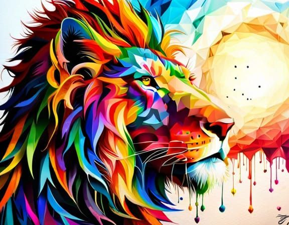 Insanely_realistic_detailed wooden_rainbow_lion full_body; concept art ...
