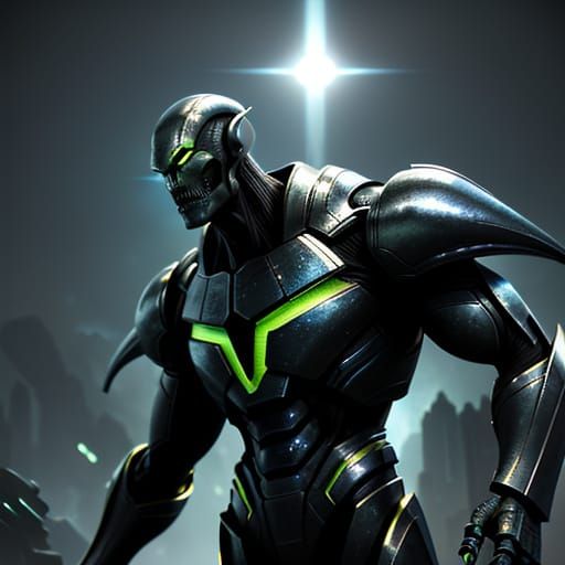 Sci-Fi Alien in Bio Booster Armor: Digital Art - AI Art