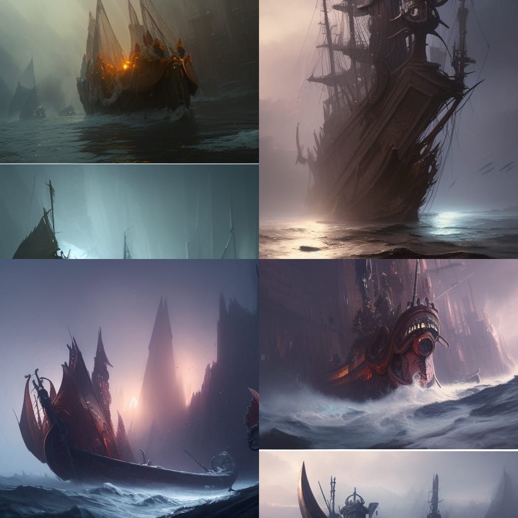 ghost viking ships - AI Generated Artwork - NightCafe Creator