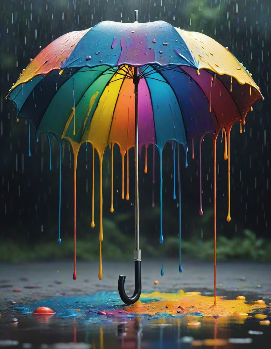 Raining Rainbow 🌈 Paint 🎨 - Vibrant Surrealist Close-up o...