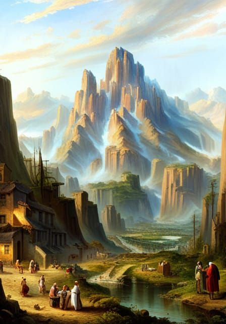 Brobdingnagian Peaks - Settlement - AI Generated Artwork - NightCafe ...