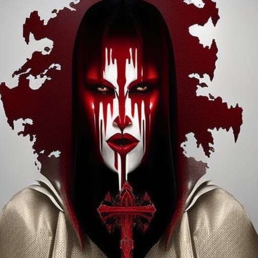 blood priestess, ghost, blood dripping from holy symbol - AI Generated ...