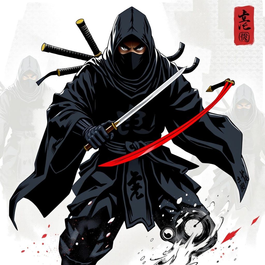 Ninja - Surreal Ninja Warrior in Traditional Japanese Attir...