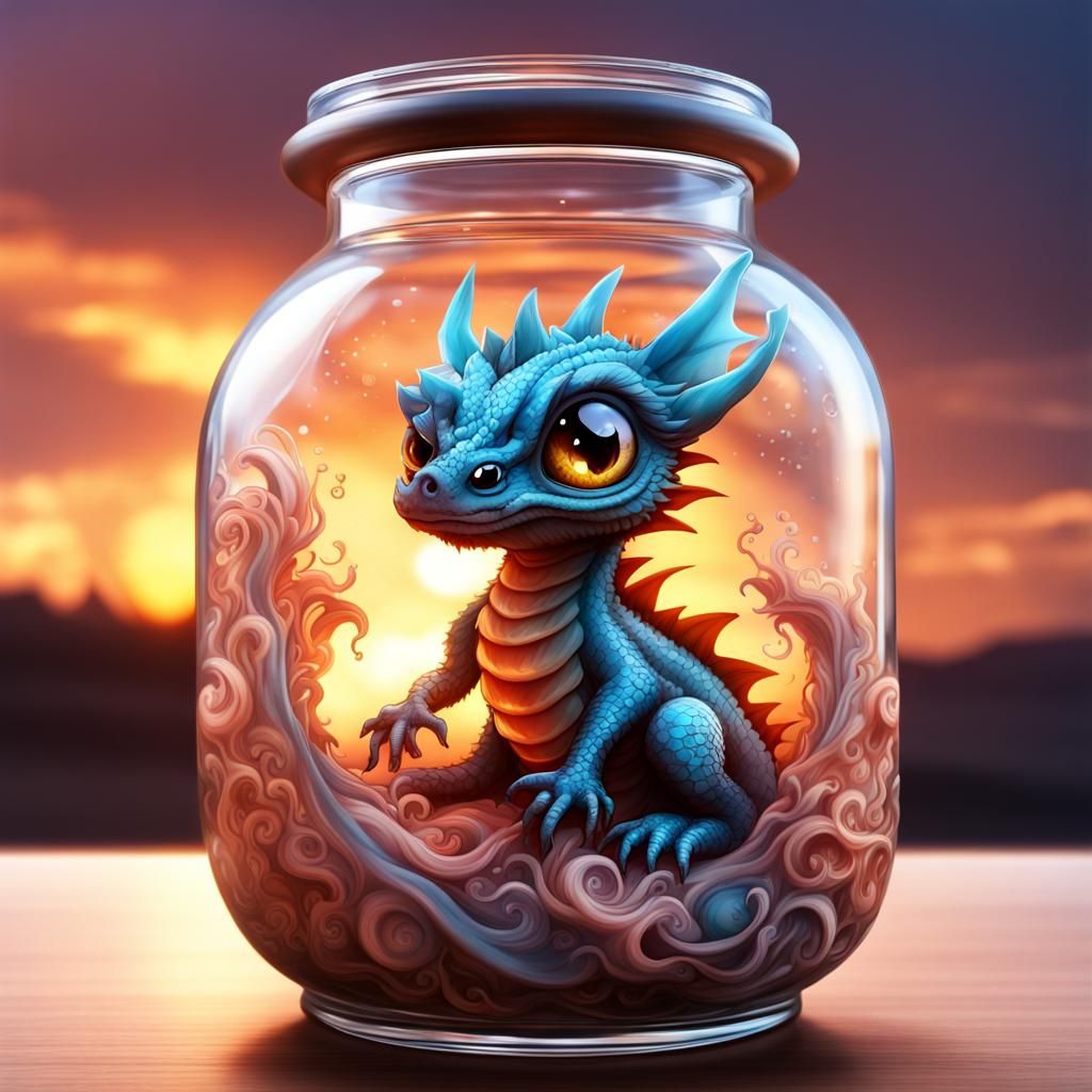 Trapped Baby Dragon - AI Generated Artwork - NightCafe Creator