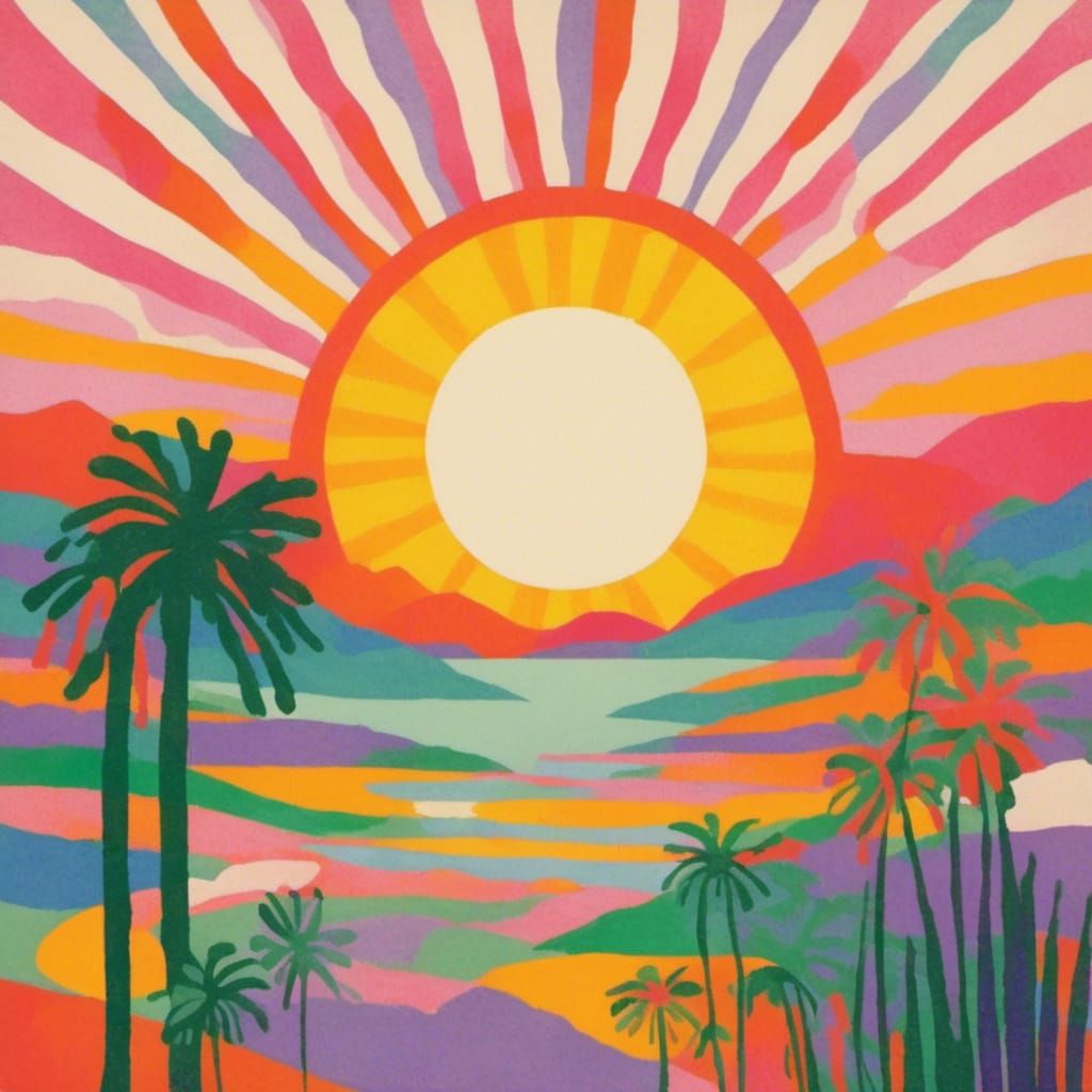 A poster featuring fauvist colors and a happy sun - AI Generated ...