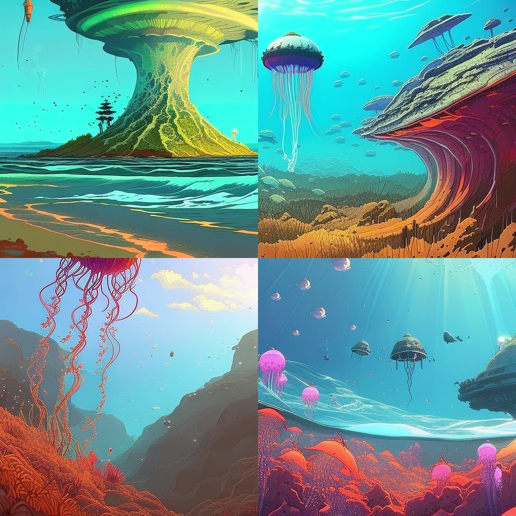 A beautiful jellyfish in the sea epic cinematic beautiful fantasy ...